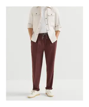 Brunello Cucinelli Virgin Wool And Cashmere Flannel Trousers - Burned