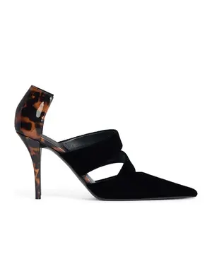 Balmain Velvet And Printed Patent Leather Pumps - Black