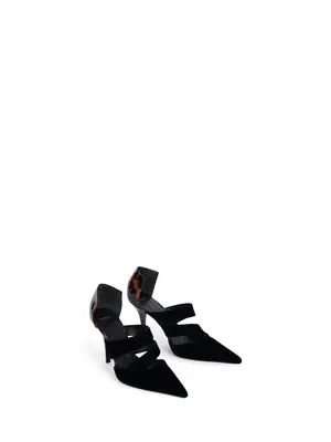 Balmain Velvet And Printed Patent Leather Pumps