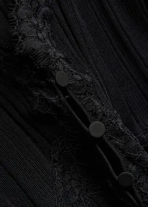 SELF-PORTRAIT Ribbed Lace-trim Stretch-knit Top