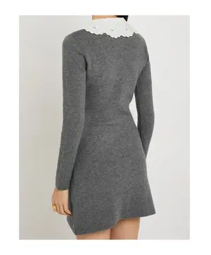 SELF-PORTRAIT Knit Mini Dress With Peter Pan Collar
