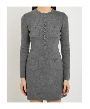 SELF-PORTRAIT Knit Mini Dress With Peter Pan Collar