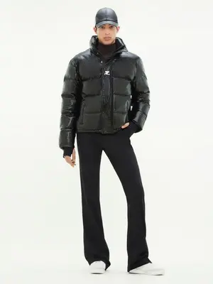 COURREGES High Collar Down Jacket With Embroidered Logo