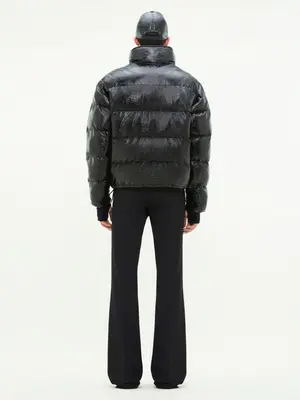 COURREGES High Collar Down Jacket With Embroidered Logo