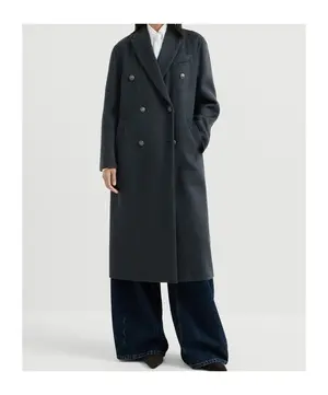 Brunello Cucinelli Hand-crafted Double-faced Cashmere Coat With Monili