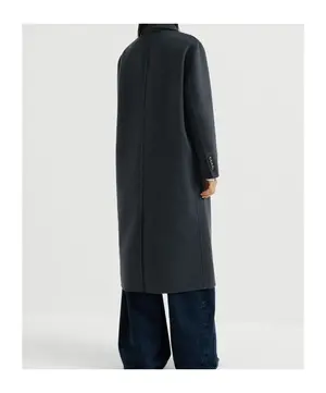 Brunello Cucinelli Hand-crafted Double-faced Cashmere Coat With Monili