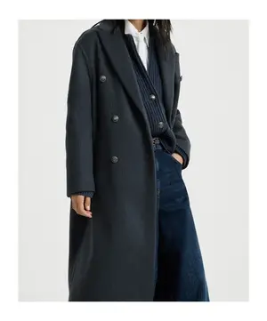 Brunello Cucinelli Hand-crafted Double-faced Cashmere Coat With Monili