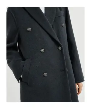 Brunello Cucinelli Hand-crafted Double-faced Cashmere Coat With Monili