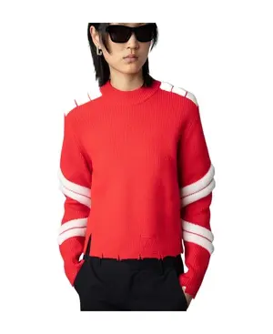 Zadig&Voltaire Long Sleeve Wool Sweater With Contrast Stitching