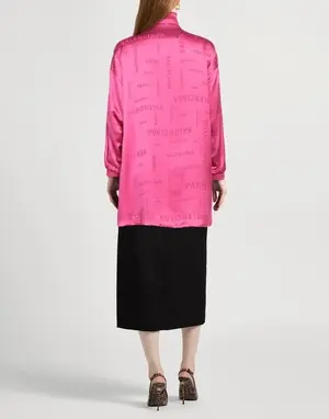 Balenciaga Satin Solid-color Turtleneck Zip-up Jacket