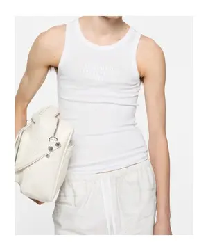 Acne Studios Logo-print Ribbed Tank Top - White