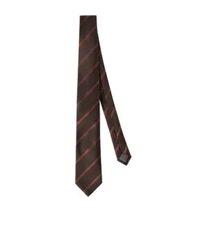 Brunello Cucinelli Striped Silk Tie - Rust-brown