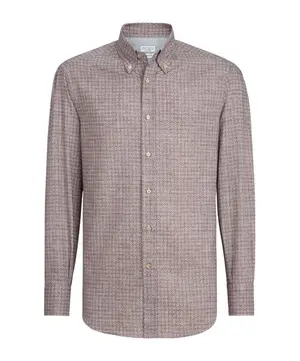 Brunello Cucinelli Flower-print Twill Shirt - Gray