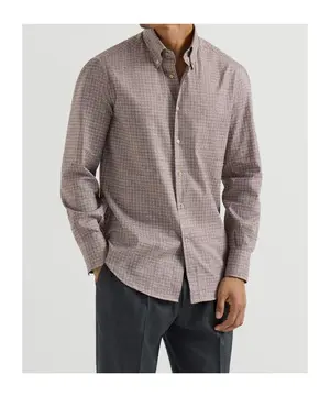 Brunello Cucinelli Flower-print Twill Shirt - Gray