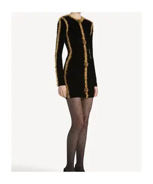 Balmain Velvet Dress With Embroidered Trim
