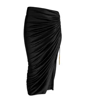 Balmain Flowing Jersey Midi Skirt With Slit