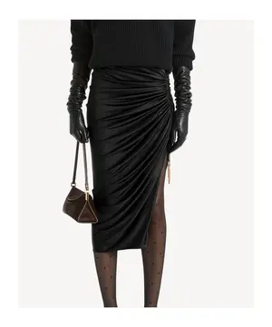 Balmain Flowing Jersey Midi Skirt With Slit