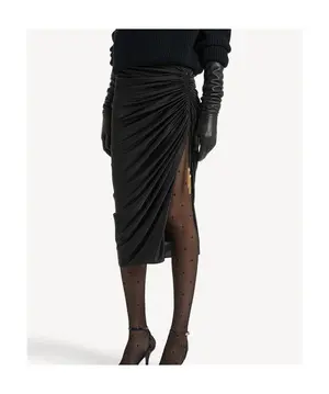 Balmain Flowing Jersey Midi Skirt With Slit