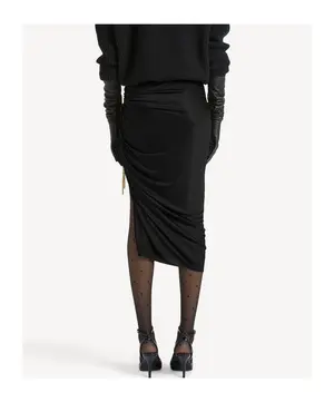 Balmain Flowing Jersey Midi Skirt With Slit