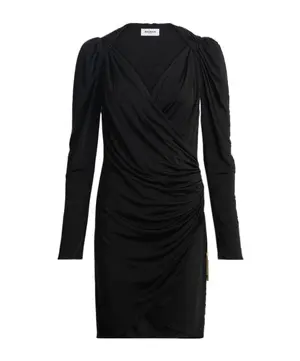 Balmain Draped Jersey Mini Dress - Black