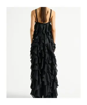 Balmain Satin Ruffle V-neck Top