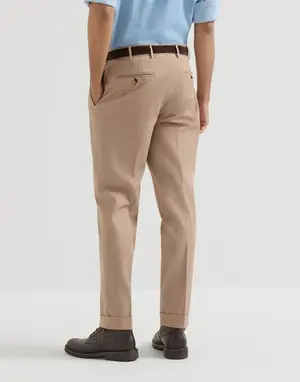 Brunello Cucinelli Garment-dyed Italian-fit Trousers In American Pima Comfort Cotton Gabardine - Brown