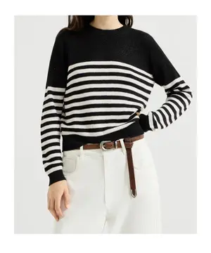 Brunello Cucinelli Ribbed Striped Long Sleeve Knitwear