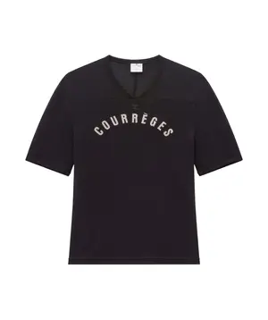 COURREGES Courrèges Logo Printed Mesh T-shirt - Black