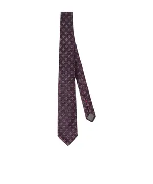 Brunello Cucinelli Silk Tie With Geometric Pattern - Black