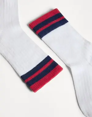 Brunello Cucinelli Rib-knit Striped Socks