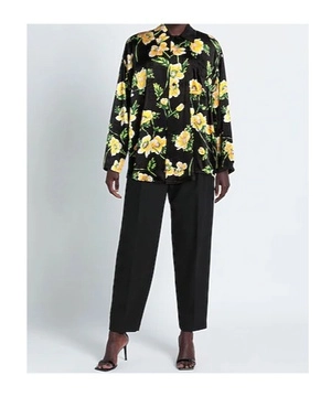 Balenciaga Floral Print Satin Jacquard Logo Shirt