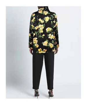 Balenciaga Floral Print Satin Jacquard Logo Shirt