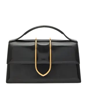 Jacquemus Le Grand Bambino Glossed Leather Top Handle Bag - Black