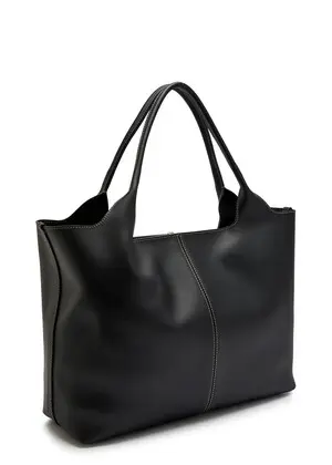 TOD'S Small Leather Tote Bag - Black