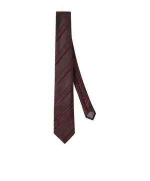 Brunello Cucinelli Textured Striped Silk Tie - Burgundy