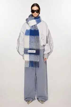 Acne Studios Fringed Edge Checked Scarf