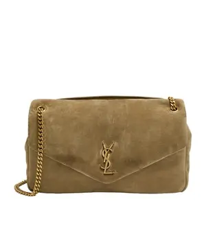 Saint Laurent Calypso Large Padded Suede Shoulder Bag - Brown