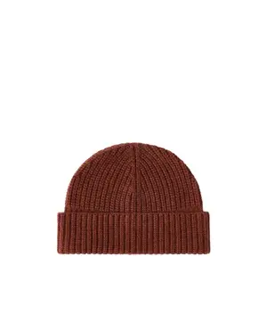 Brunello Cucinelli Cashmere English Rib Knit Beanie Hat - Brown