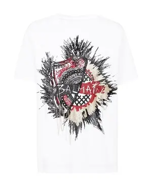 Balmain Oversized Cotton T-shirt With Embroidered Logo - Black