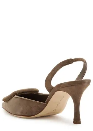 Manolo Blahnik Maysli 70 Suede Slingback Pumps