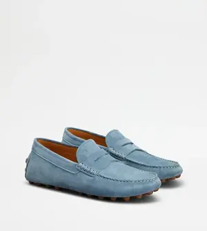 TOD'S Gommino Bubble Penny-strap Loafers - Light Blue