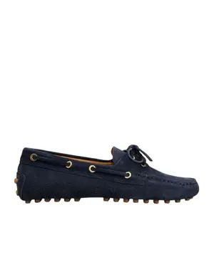 TOD'S Tod's Gommino Suede Loafers With Loop Laces And Metal Eyelets Blue