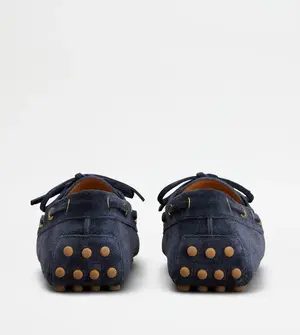 TOD'S Gommino Suede Loafers With Loop Laces And Metal Eyelets - Blue