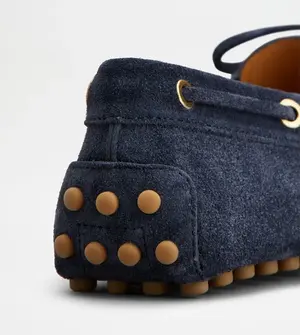 TOD'S Gommino Suede Loafers With Loop Laces And Metal Eyelets - Blue