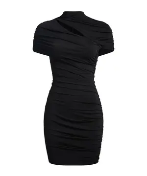 Balmain Draped Jersey Bodycon Dress - Black