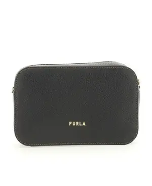 Furla Logo Plaque Zipped Mini Crossbody Bag - Black