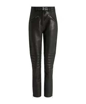 Balmain Lambskin Biker Trousers - Black
