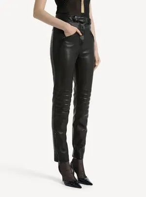 Balmain Lambskin Biker Trousers