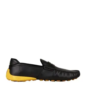 TOD'S Automobili Lamborghini Slip-on Leather Driving Shoes - Black/yellow