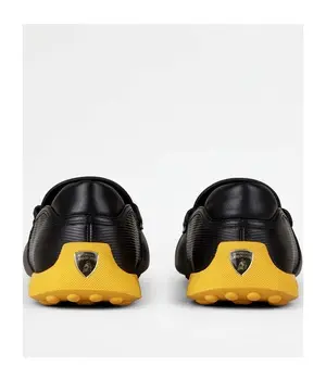 TOD'S Automobili Lamborghini Slip-on Leather Driving Shoes - Black/yellow